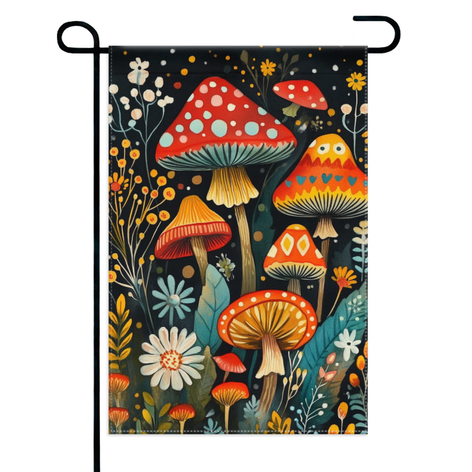 Mushroom Floral Garden Flags 12×18 Inch Double Sided Decorative Yard ...