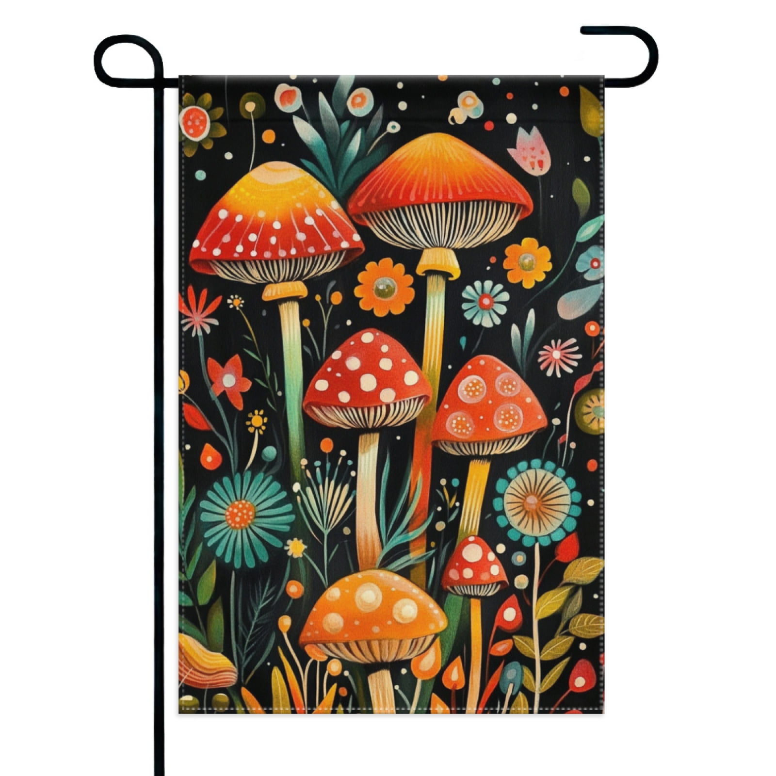 Mushroom Floral Garden Flags 12×18 Inch Double Sided Decorative Yard ...
