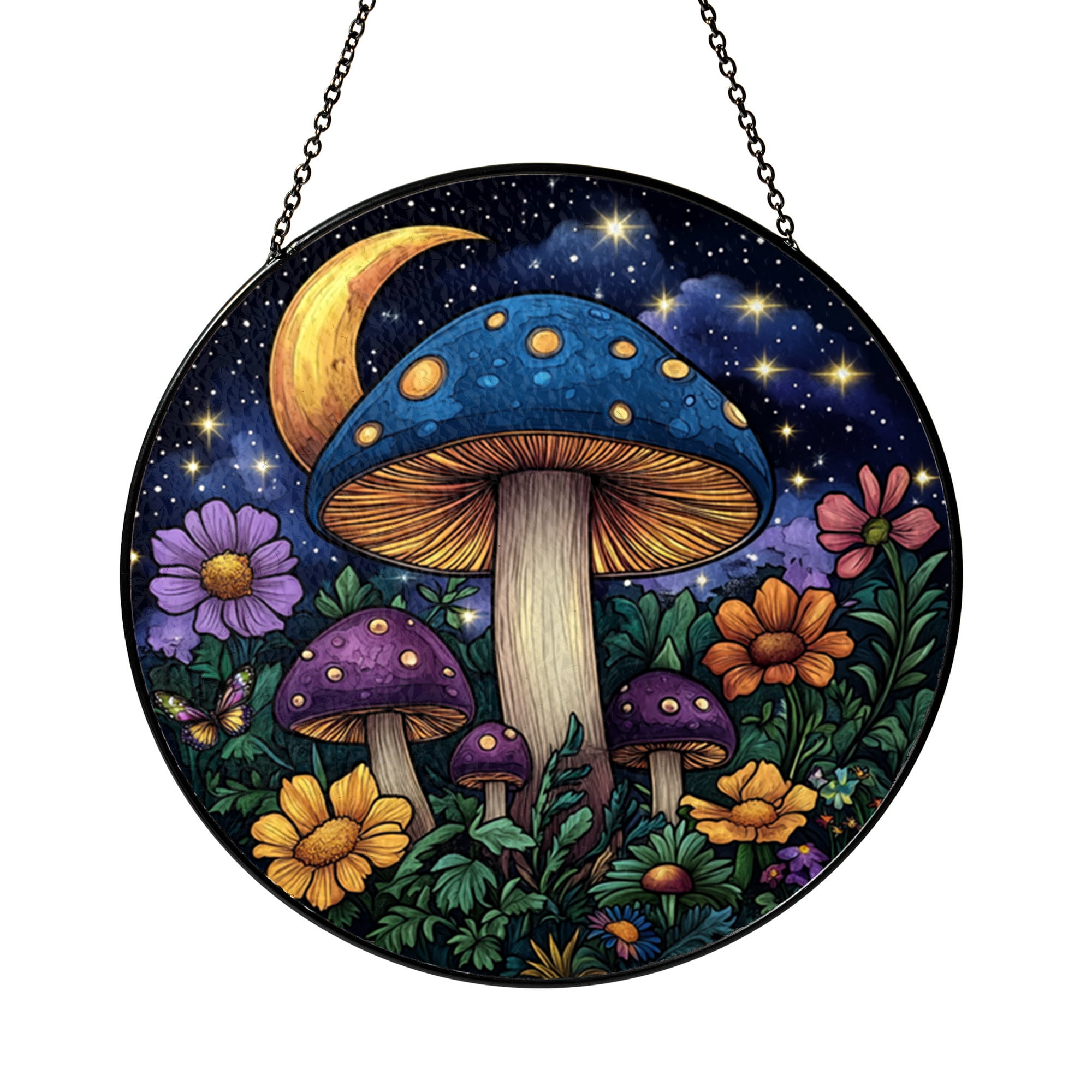 Mushroom Floral Stained Glass Suncatcher – Whimsical Nature Window Art ...