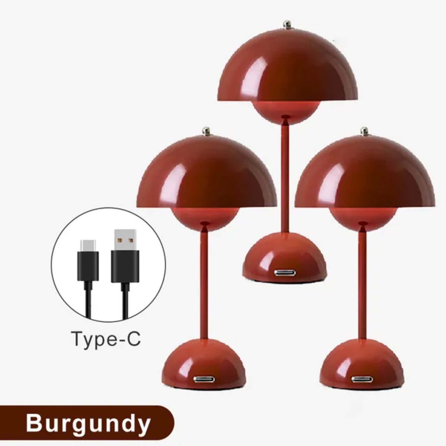 Mushroom Flower Bud Rechargeable LED Table Lamps Desk Night Bedroom ...