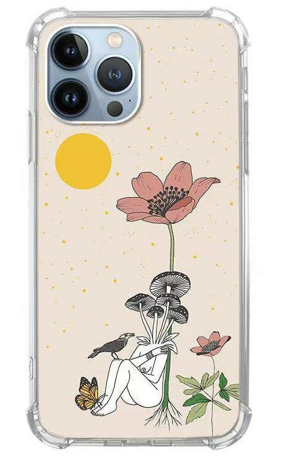Mushroom Flower Female Body Case for iPhone 13 Pro Max,Aesthetic Art Design TPU Bumper Cover ...