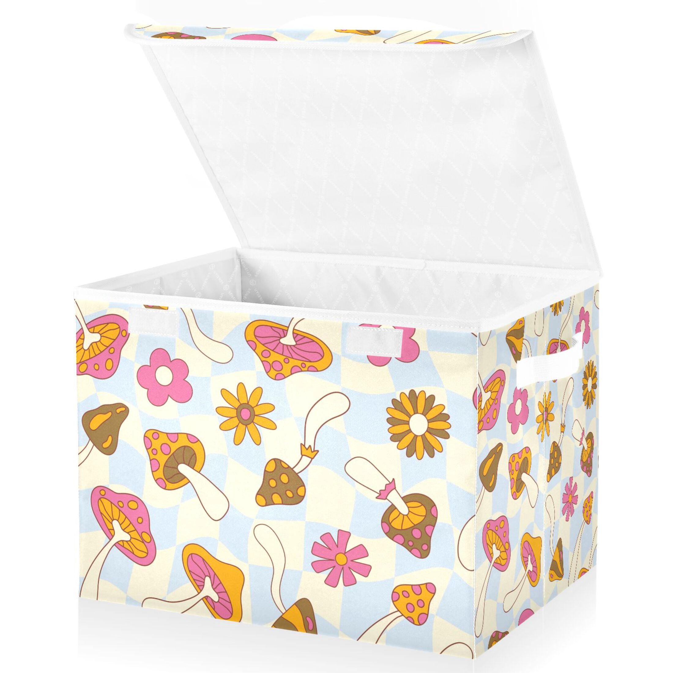 Mushroom Flower Lattice Large Lidded Storage Bin Foldable Storage Boxes ...