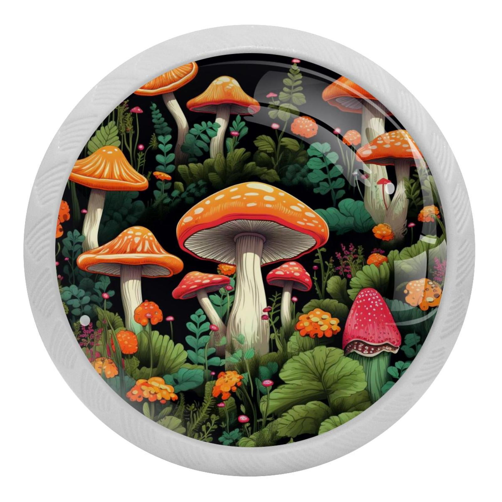 Mushroom Fluorescent Drawer Pulls - Round 4-Pack Glow-in-the-Dark Knobs ...