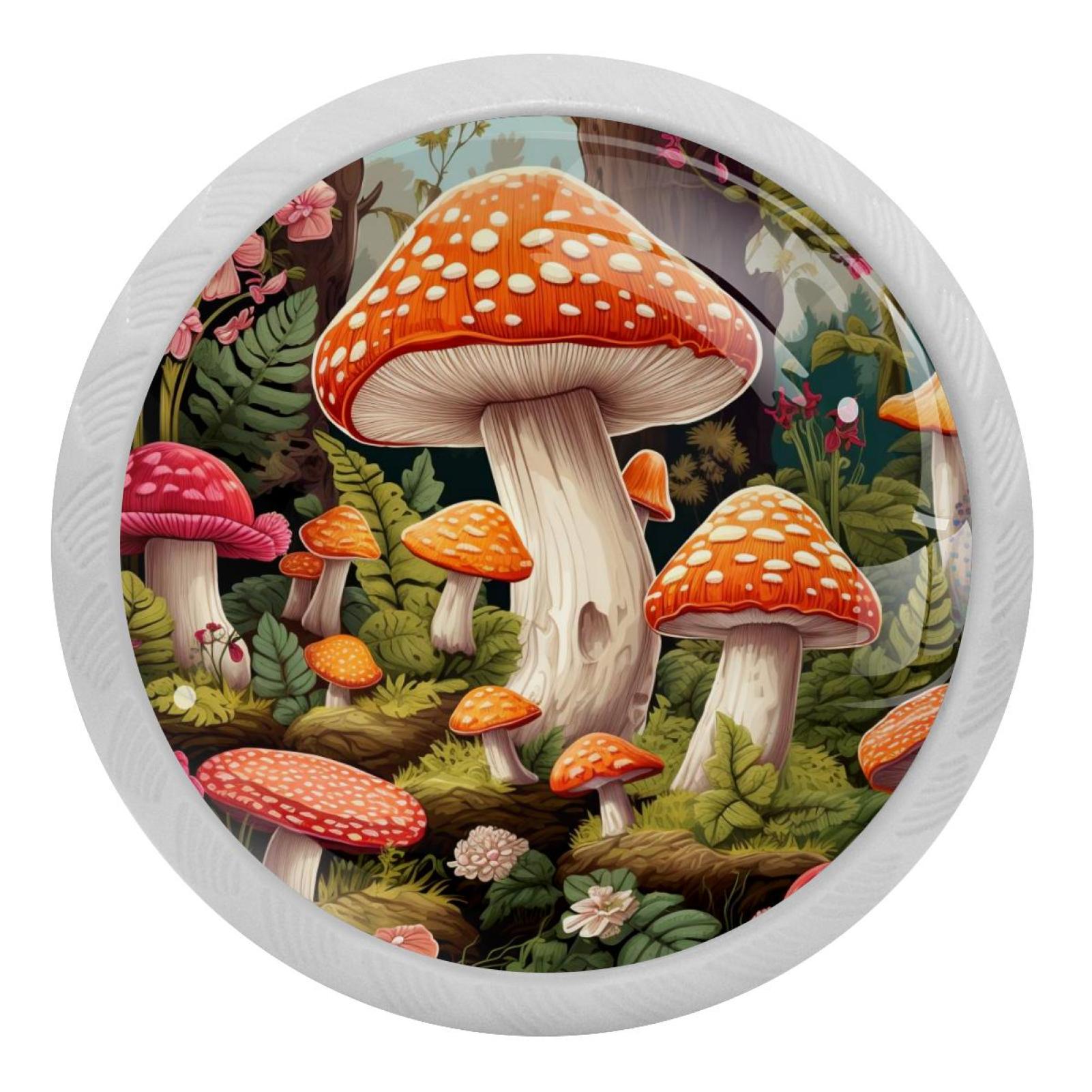 Mushroom Fluorescent Drawer Pulls with Screws, Round 4-Pack, Glow-in ...