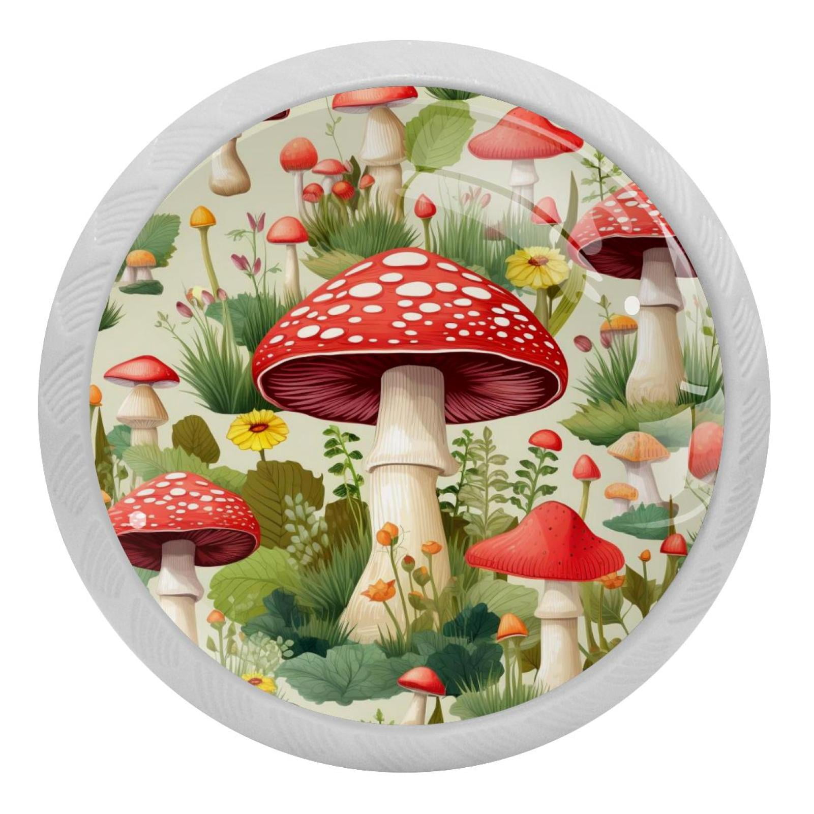 Mushroom Fluorescent Drawer Pulls with Screws - Round 4-Pack: Glow-in ...