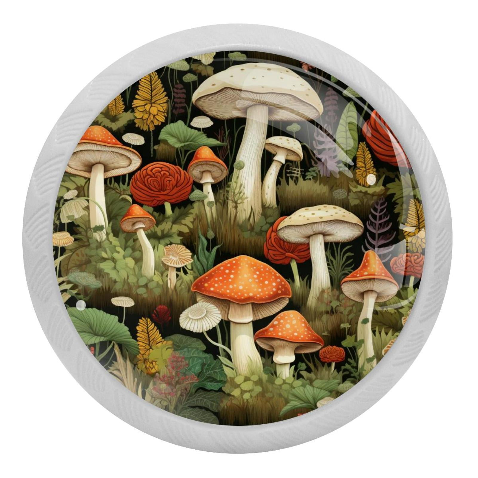 Mushroom Fluorescent Drawer Pulls with Screws: Round 4-Pack of Glow-in ...