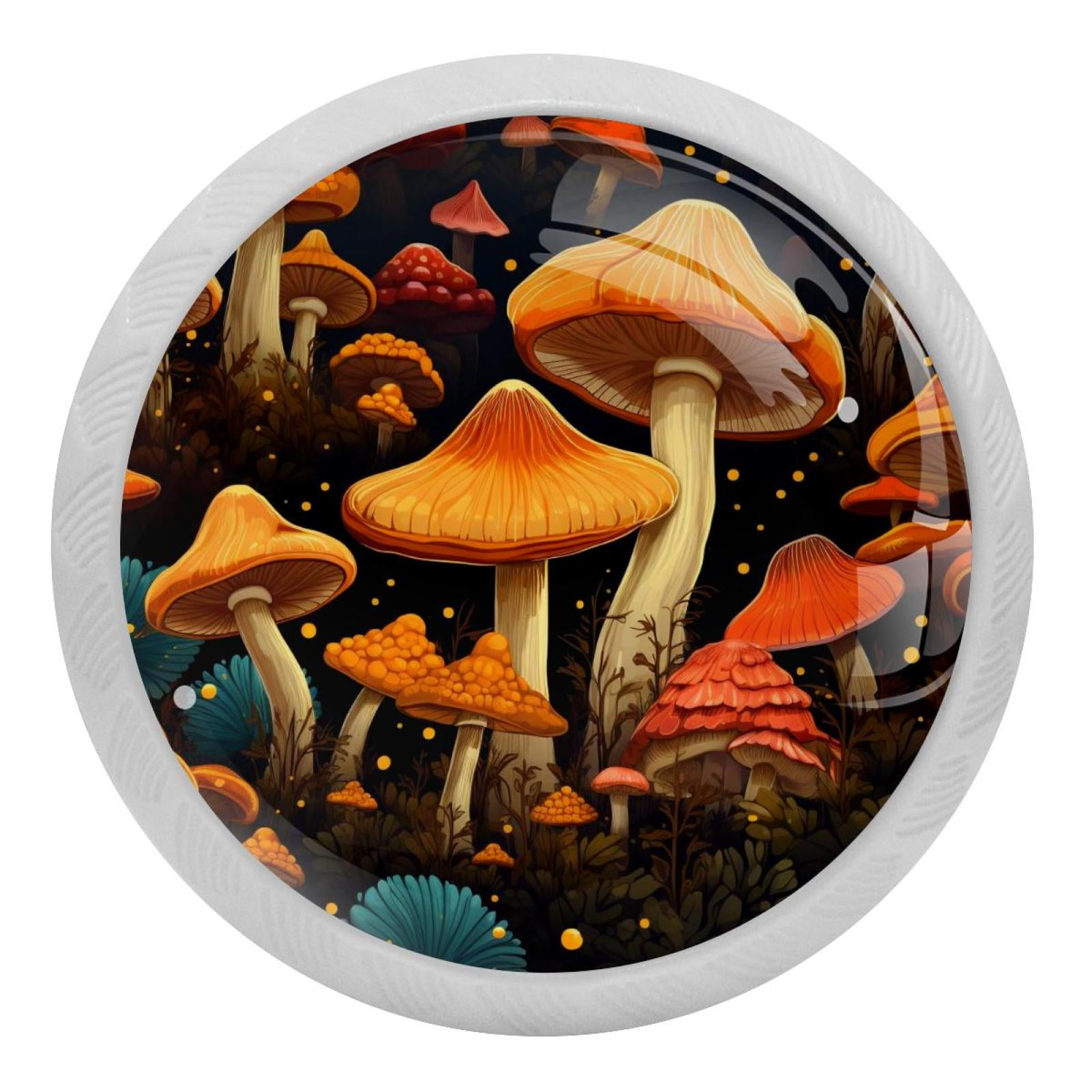 Mushroom Fluorescent Drawer Pulls with Screws, Round 4-Pack, Glow-in ...
