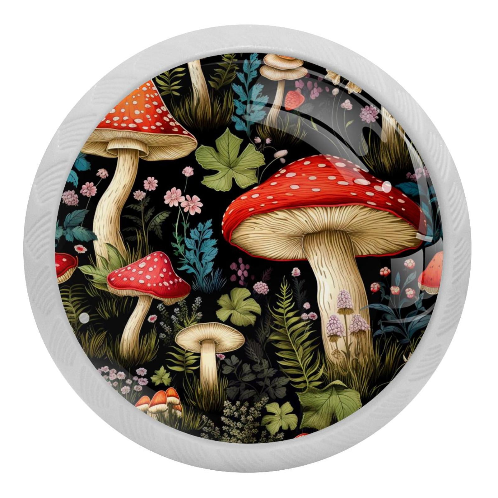 Mushroom Fluorescent Drawer Pulls with Screws: Round 4-Pack, Glow-in ...