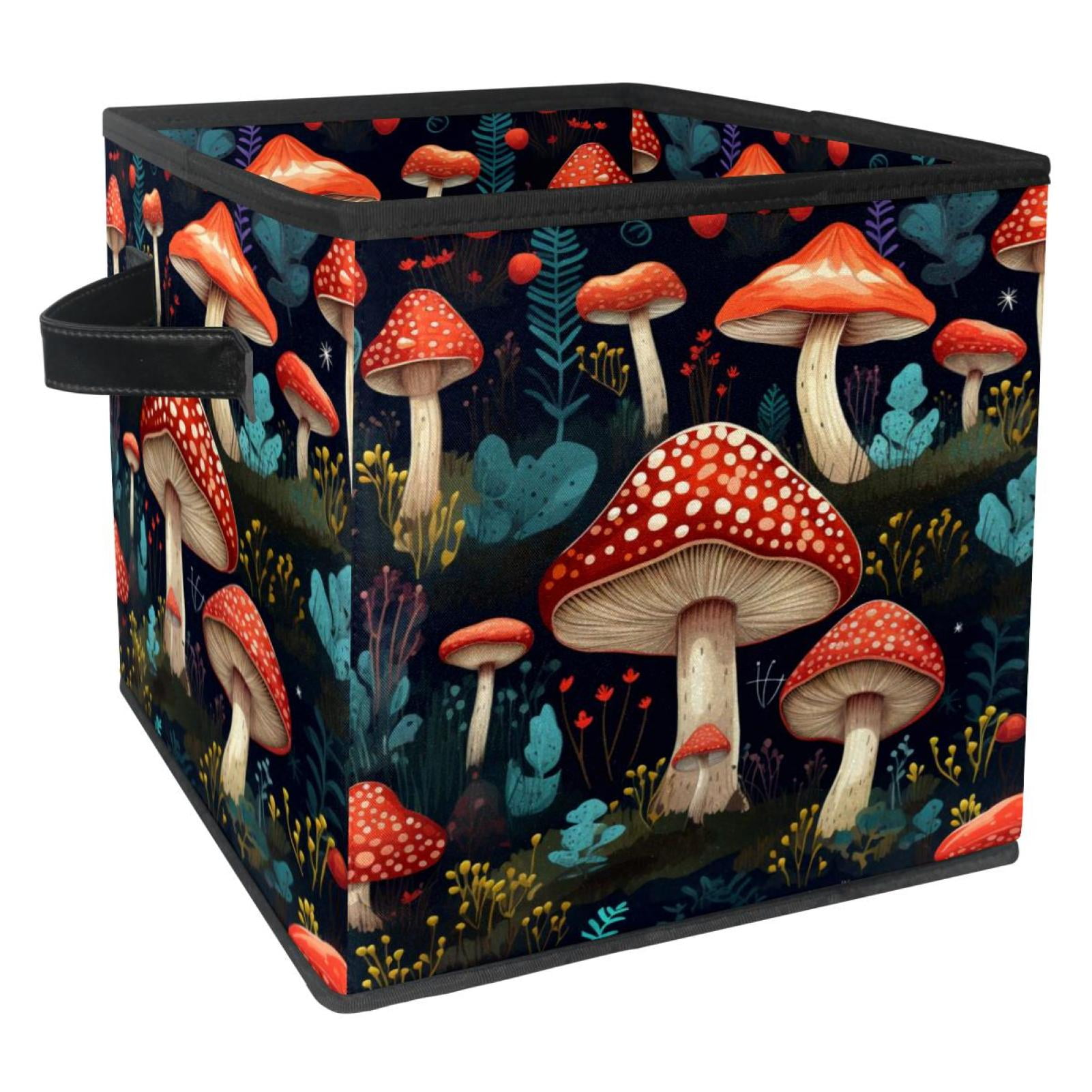 Mushroom Foldable Storage Cubes with Handle, 10.8"x10.5"x10.6", Large ...