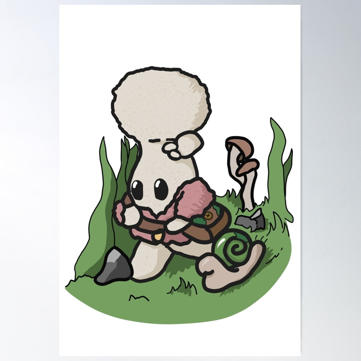 Mushroom Folk Going On A Stroll Poster Wall Art, Modern Wall Decor For ...