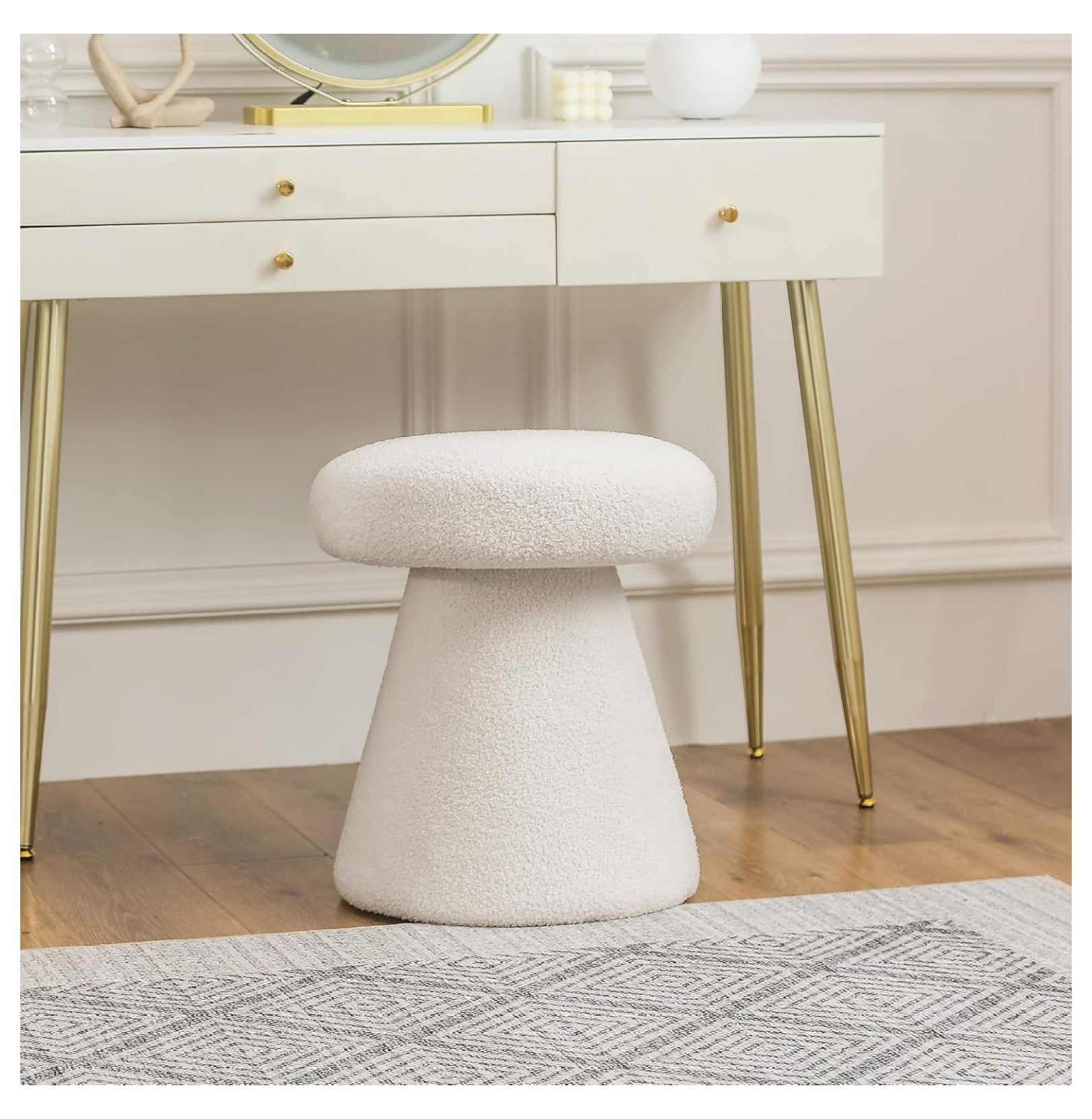Mushroom Foot Stool, Cute Modern White Mushroom Ottoman Footrest Stool ...