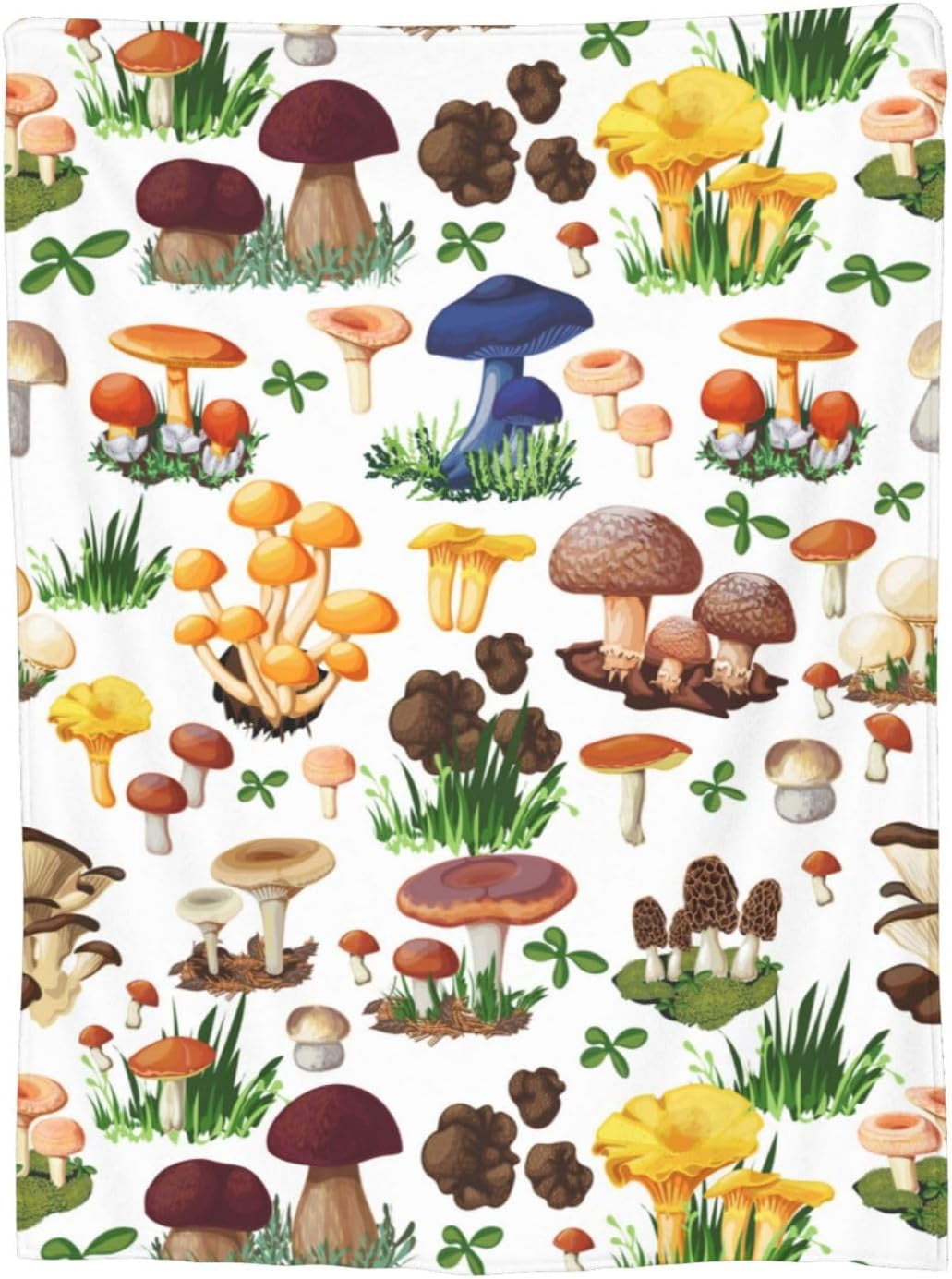 Mushroom Forest Blanket Suillus Puffball Russula Chanterelle Shiitake ...