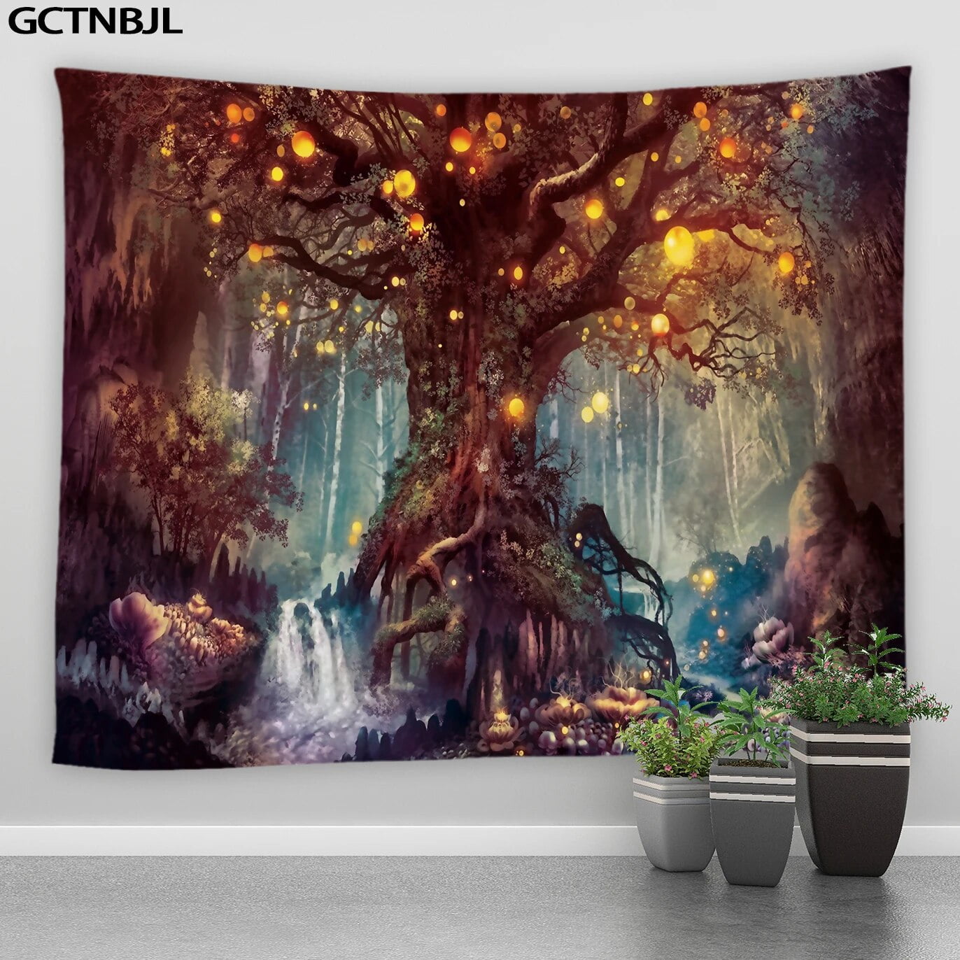 Mushroom Forest Castle Tapestry Fairytale Trippy Colorful Butterfly ...