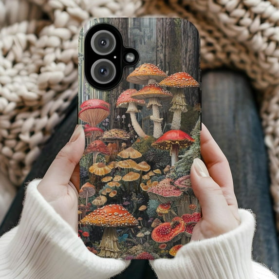 Mushroom Forest Cottagecore Fungi Art Phone Case 17 16 15 14 13 12 11 ...