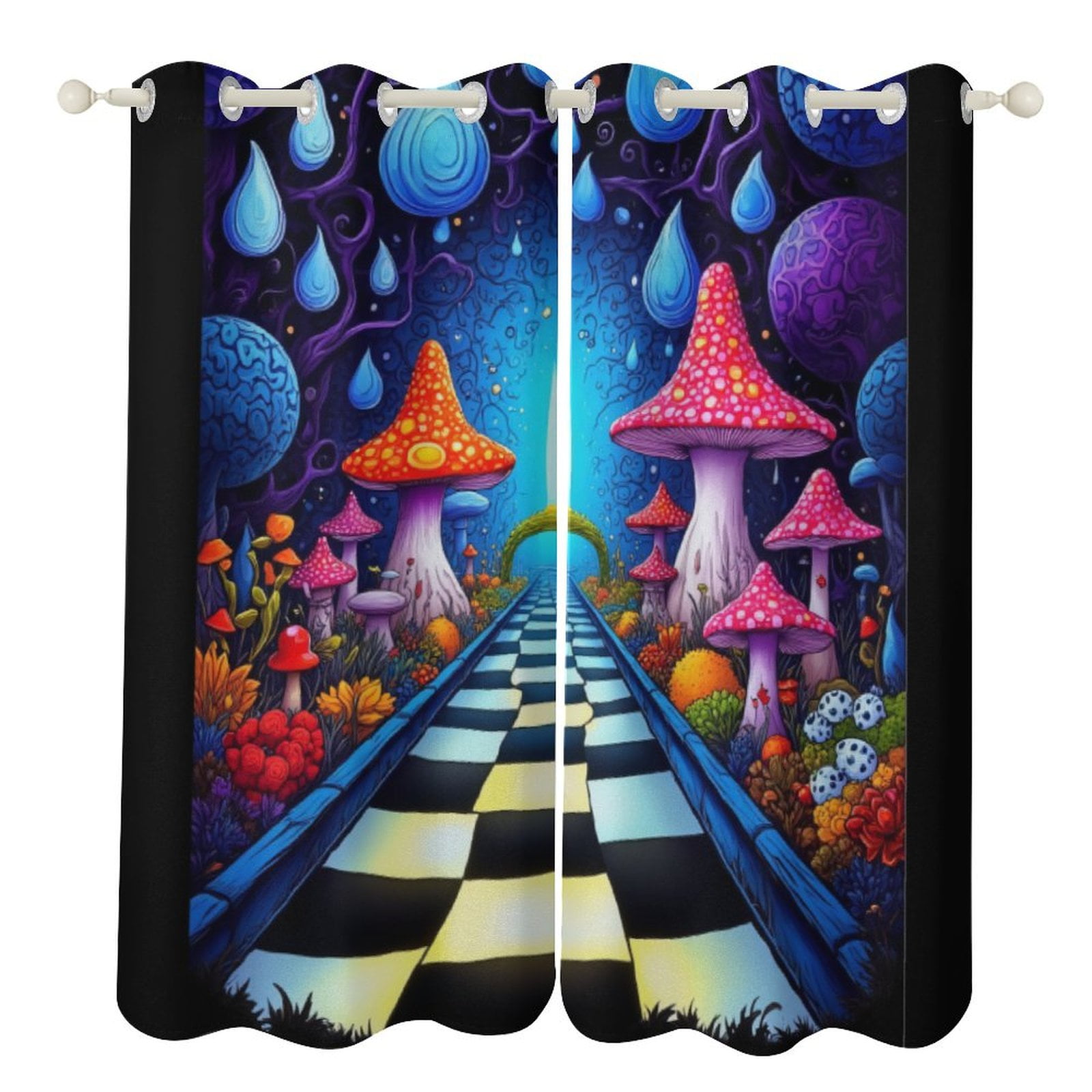Mushroom Forest Fantasy Path Blackout Window Curtains for Bedroom ...