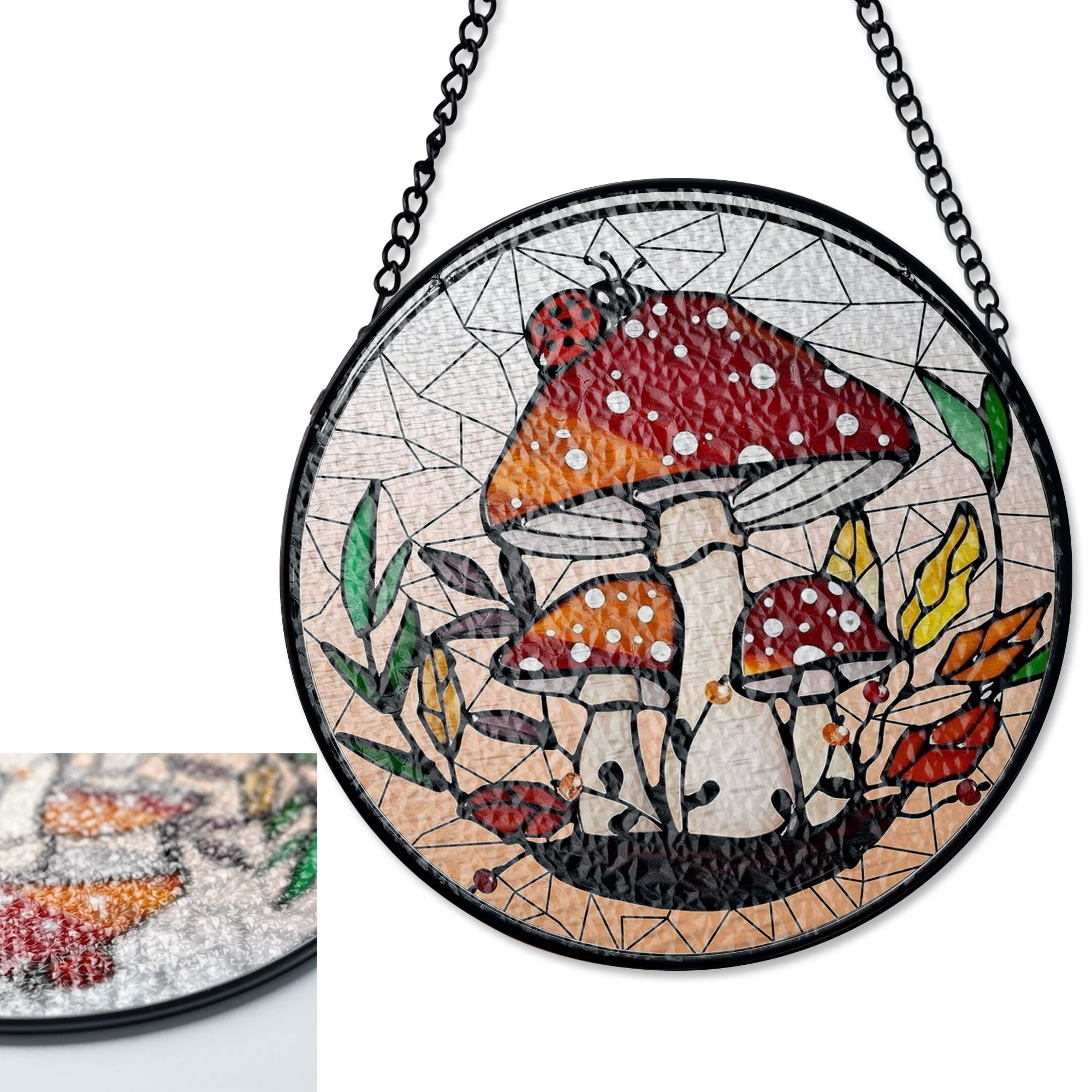 Mushroom Forest Stained Glass Suncatcher, Nature Lover Window Decor ...