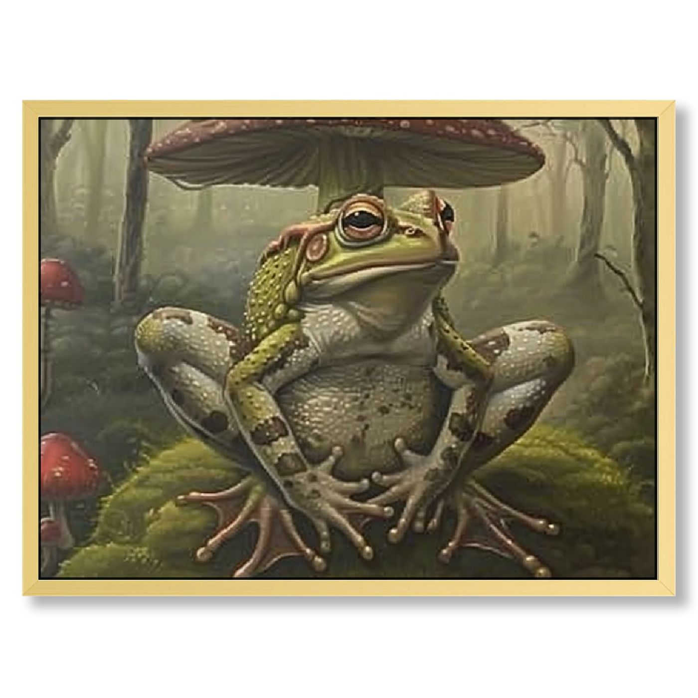 Mushroom Frog Poster Retro Frog Wall Decor Cartoon Mushrooms And Cute ...