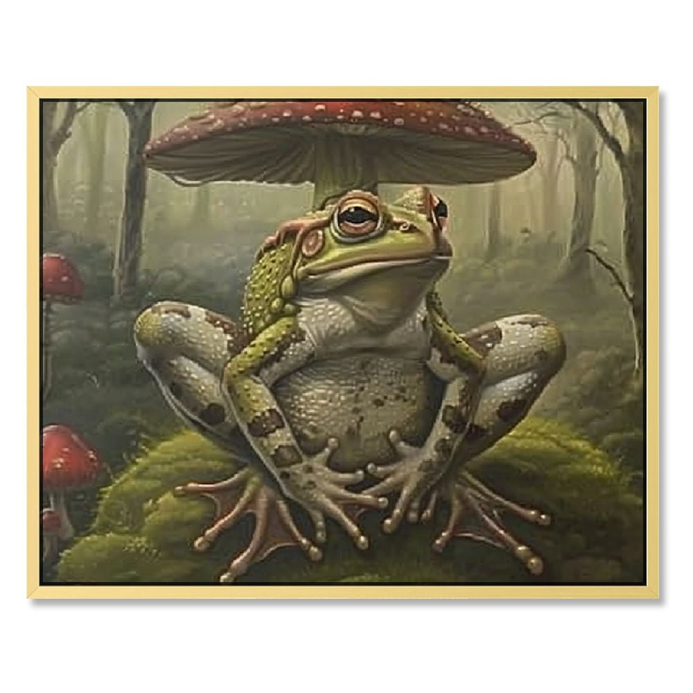 Mushroom Frog Poster Retro Frog Wall Decor Cartoon Mushrooms And Cute ...