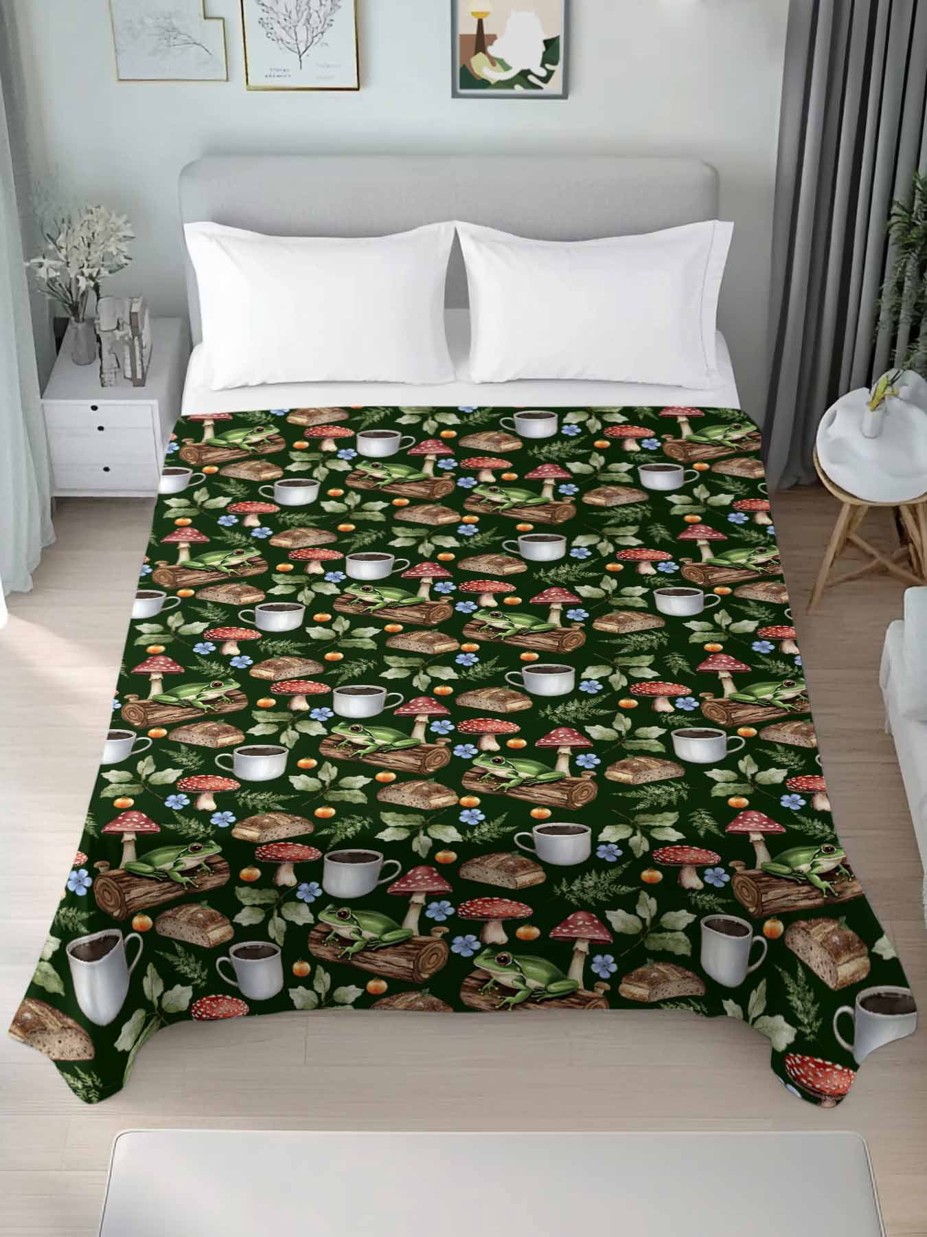 Mushroom Frog Twim Size Flat Sheet, Wrinkleproof & Fadeproof Cooling ...