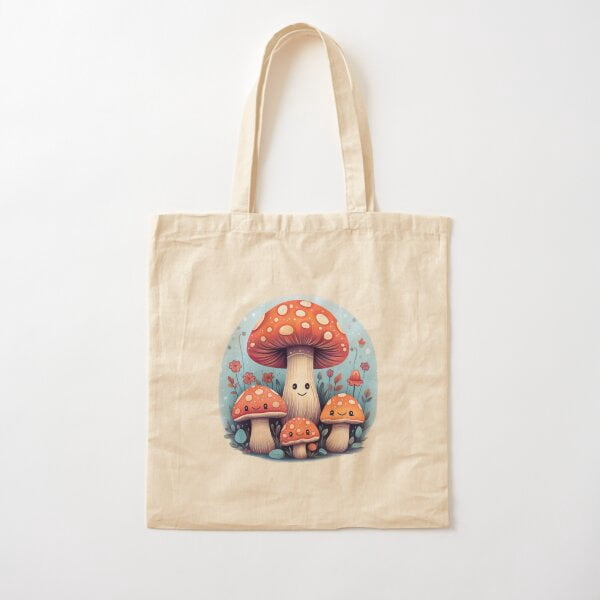 Mushroom, Fungus, Botanical, Cute, Fun Canvas Tote Bag, Family Gift For ...