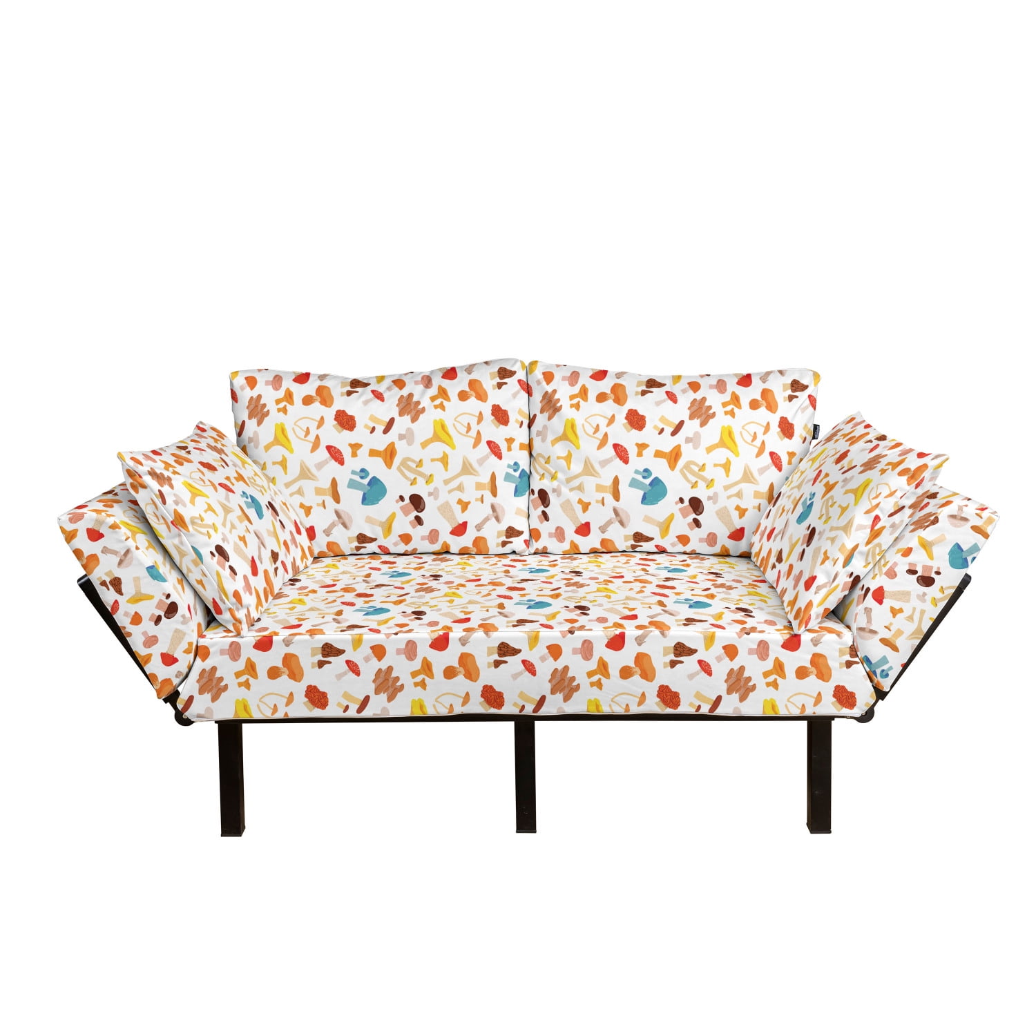 Mushroom Futon Couch, Colorful Cartoon Forest Toadstool Pattern ...