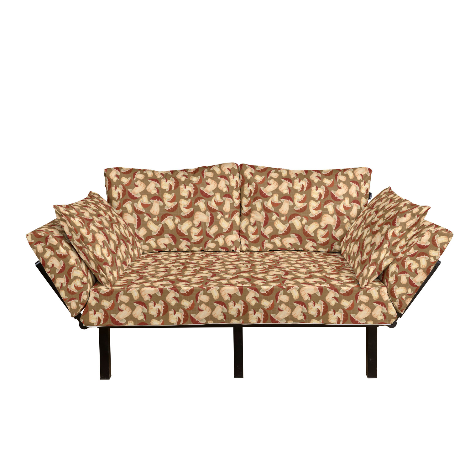 Mushroom Futon Couch, Organic Food Porcini Mushroom with Vintage Grunge ...