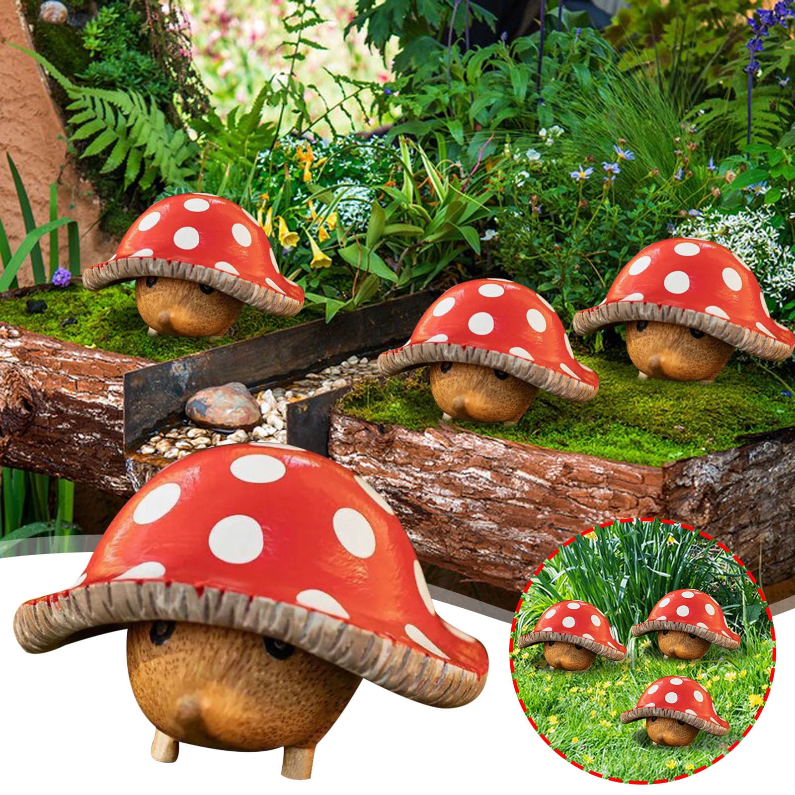 Mushroom Garden hedgie, Mushroom Garden Ornament, Hedgehog Resin ...