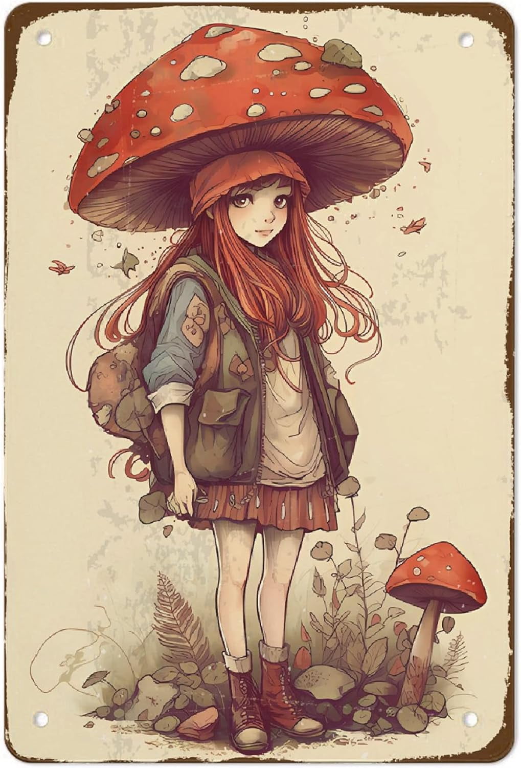 Mushroom Girl Metal Tin Signs-Metal Tin Signs Exquisite Wall Art Decor ...