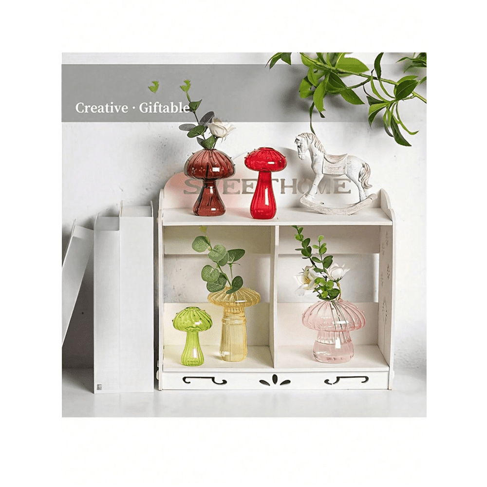 Mushroom Glass Planter, Set Of 5 Colored Plant Propagation Station ...