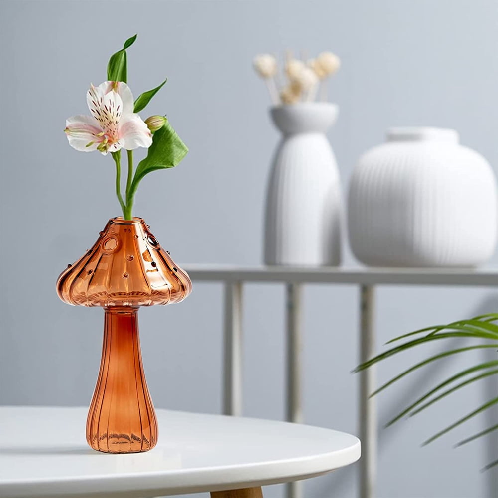 Mushroom Glass Vase, Mushroom Shaped Hydroponic Glass Vase, Clear ...
