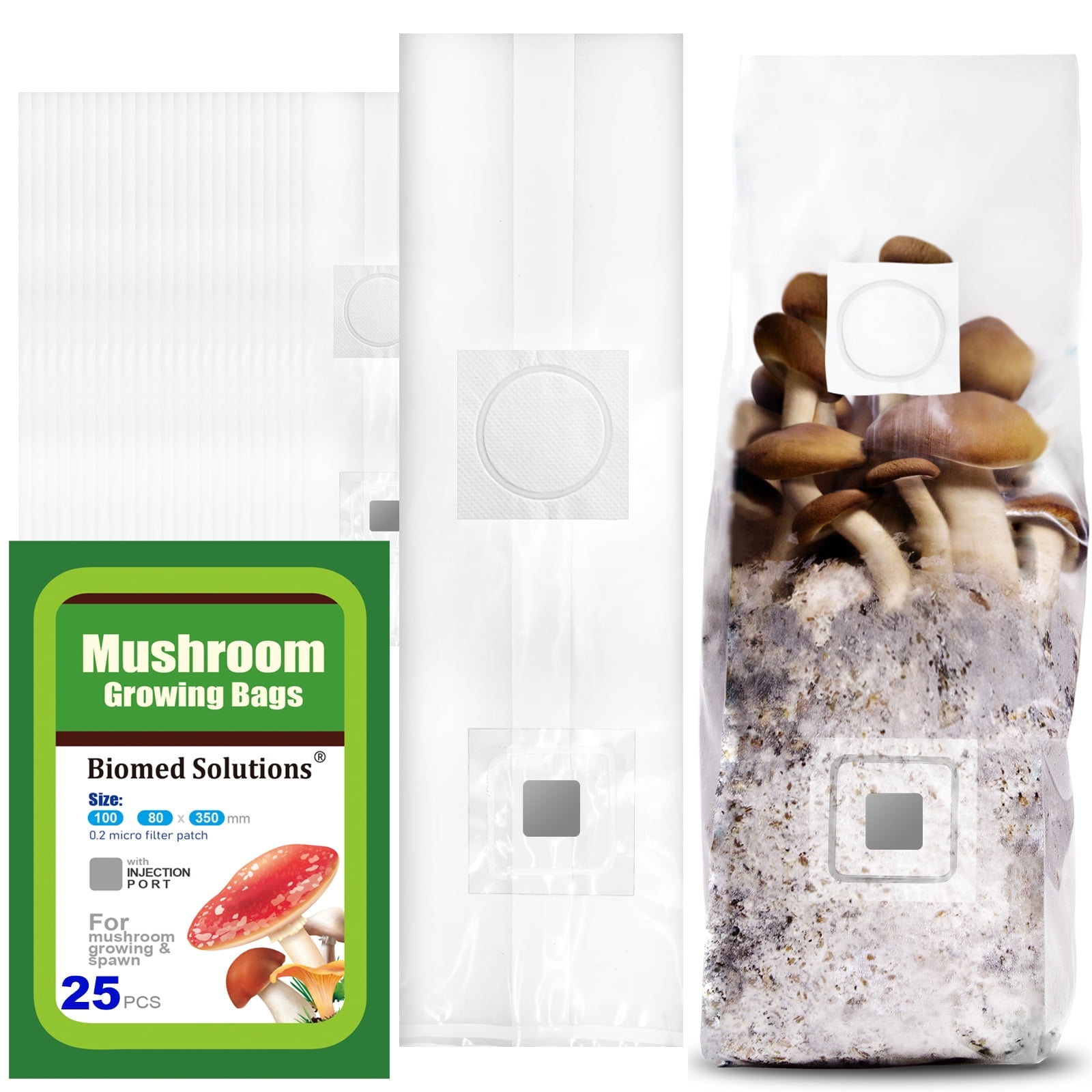 Mushroom Grow Bags with Injection Port and 0.2 Micron Gas Exchange ...
