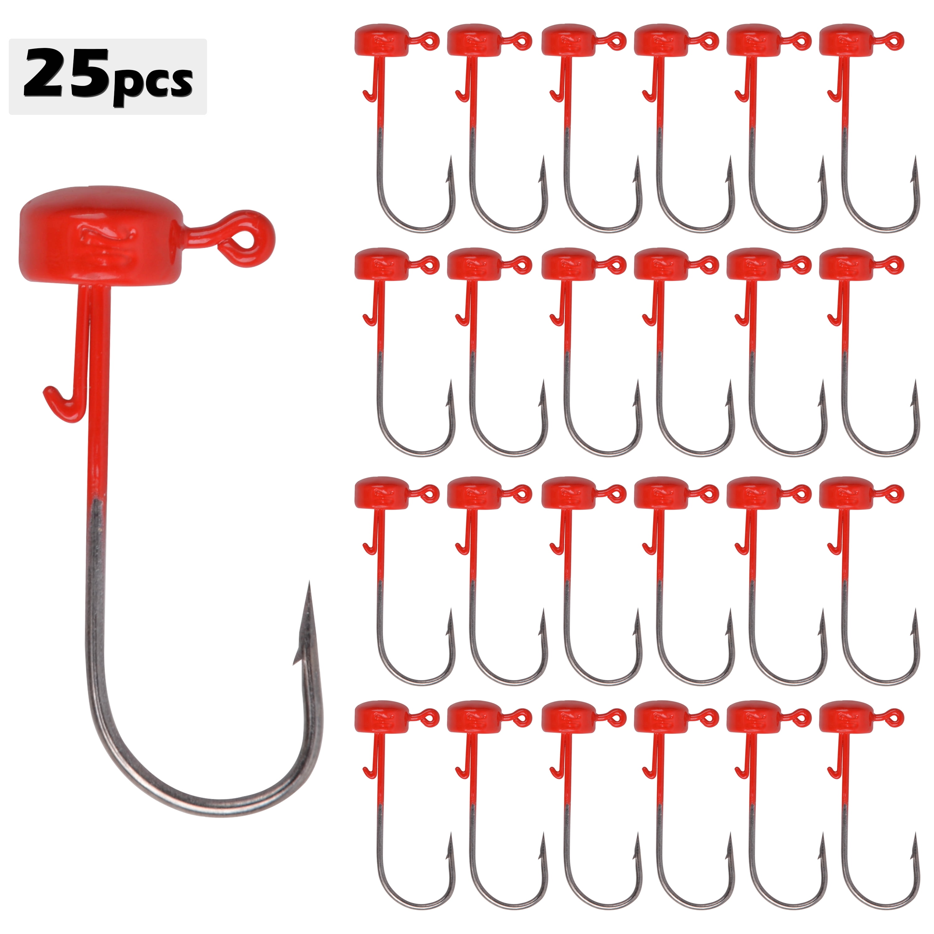 Mushroom Head Ned Rig Shroom Jig Hooks Kit for Soft Lures, 1/8oz (25 ...