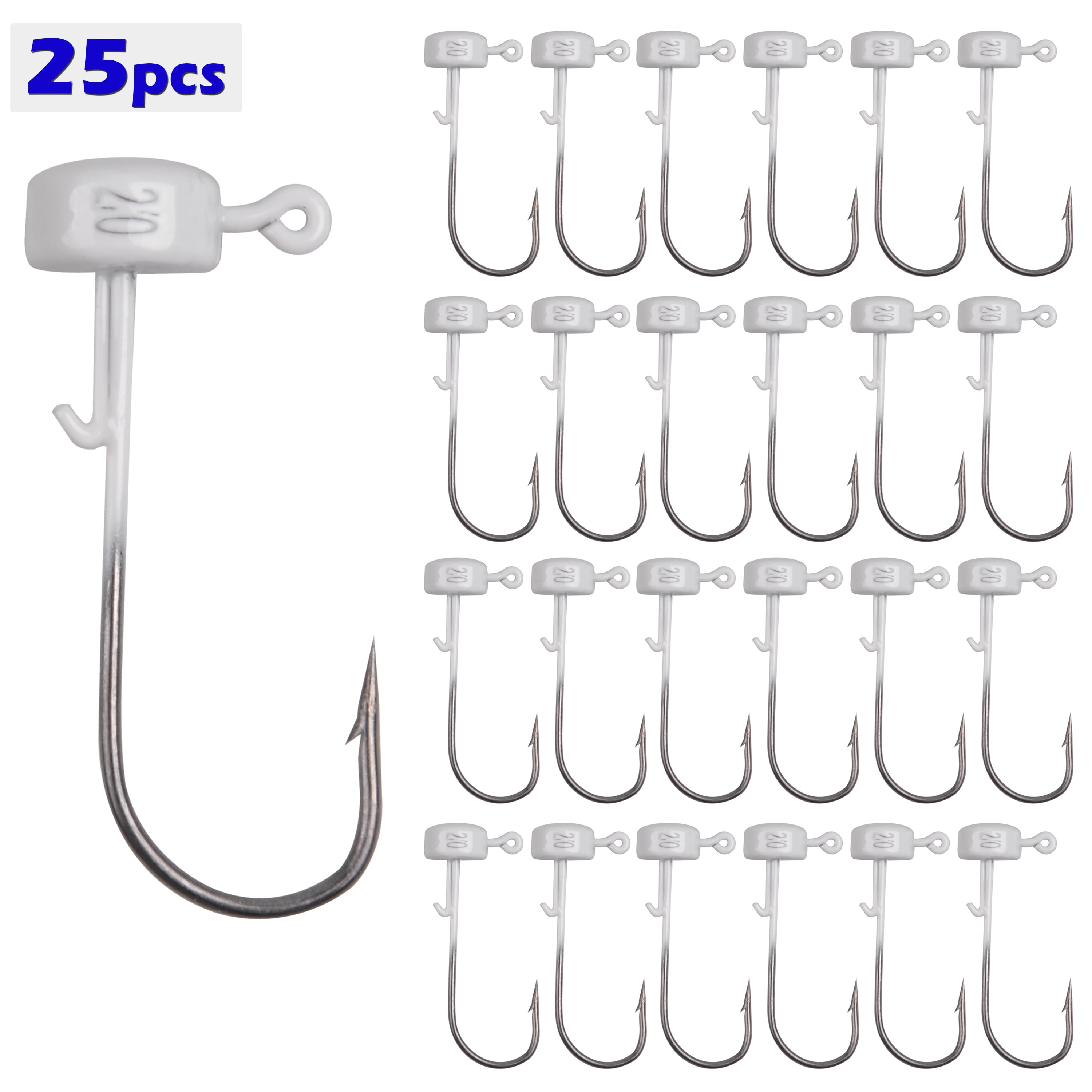 Mushroom Head Ned Rig Shroom Jig Hooks Kit for Soft Lures, 1/8oz (25 ...