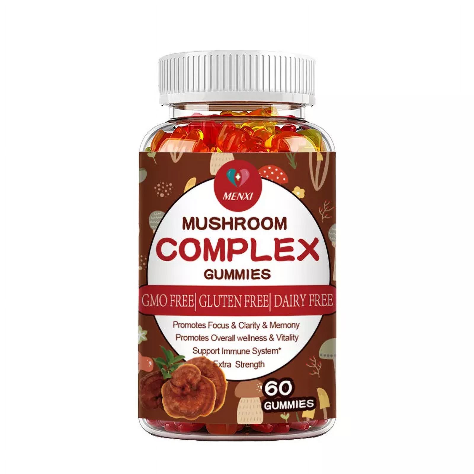 Mushroom_Herbal_Extract_Complex_Gummies_Lions_Mane_Chaga_Reishi_Focus_Memory_Immunity - Walmart.com
