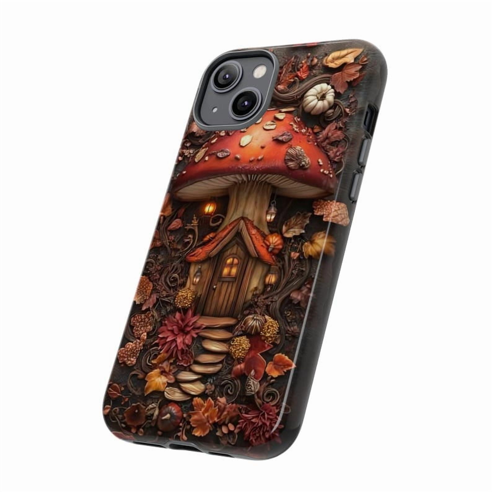 Mushroom House Cottagecore Autumn Whimsy Phone Case for iPhone 11 to 17 ...