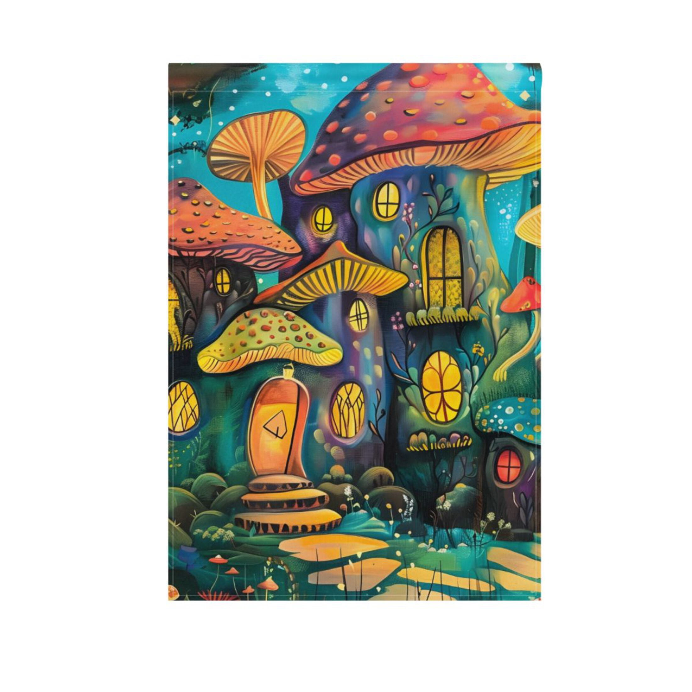 Mushroom House in Forest Garden Flag 12"x18" Double-Sided Yard Flags ...