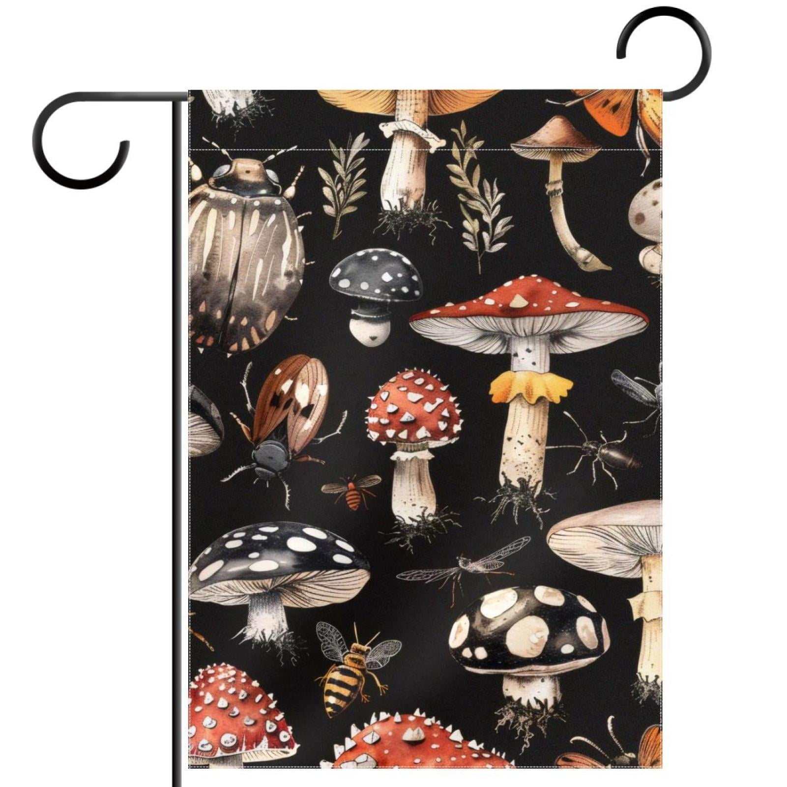 Mushroom Insects Aesthetic Pattern Garden Flag Double Sided House Flag ...