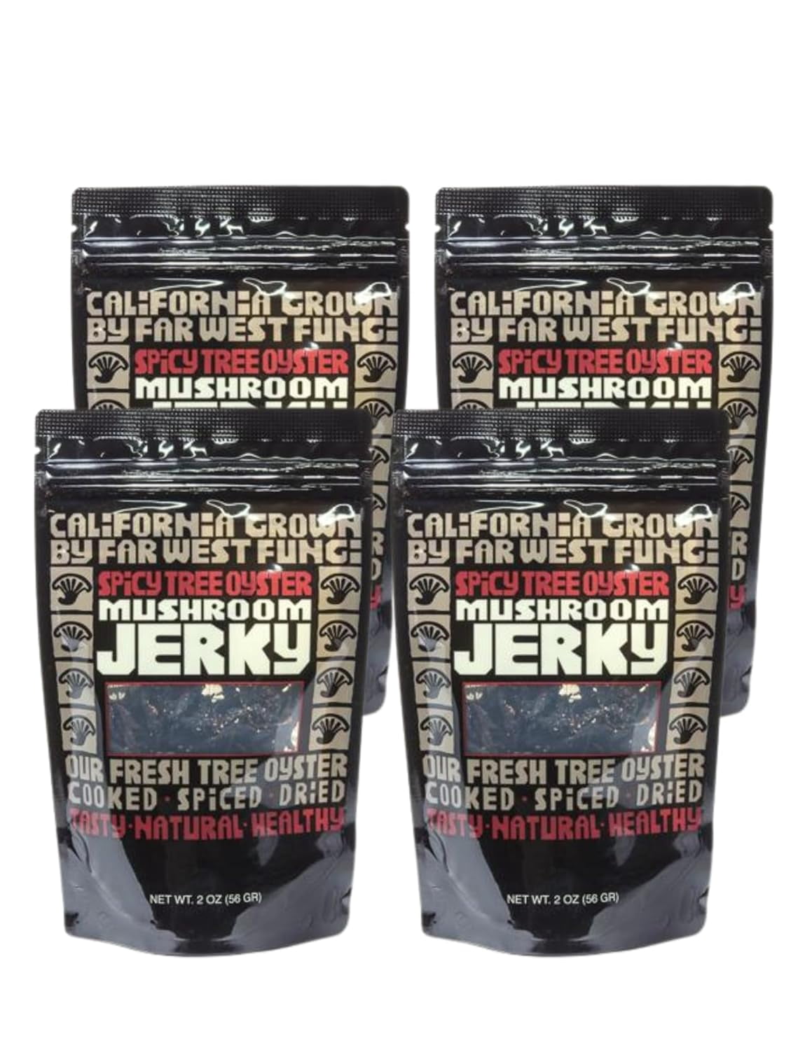 Mushroom Jerky 4-pack Oyster mushroom Jerky. Vegan, Gluten- (Spicy Tree ...