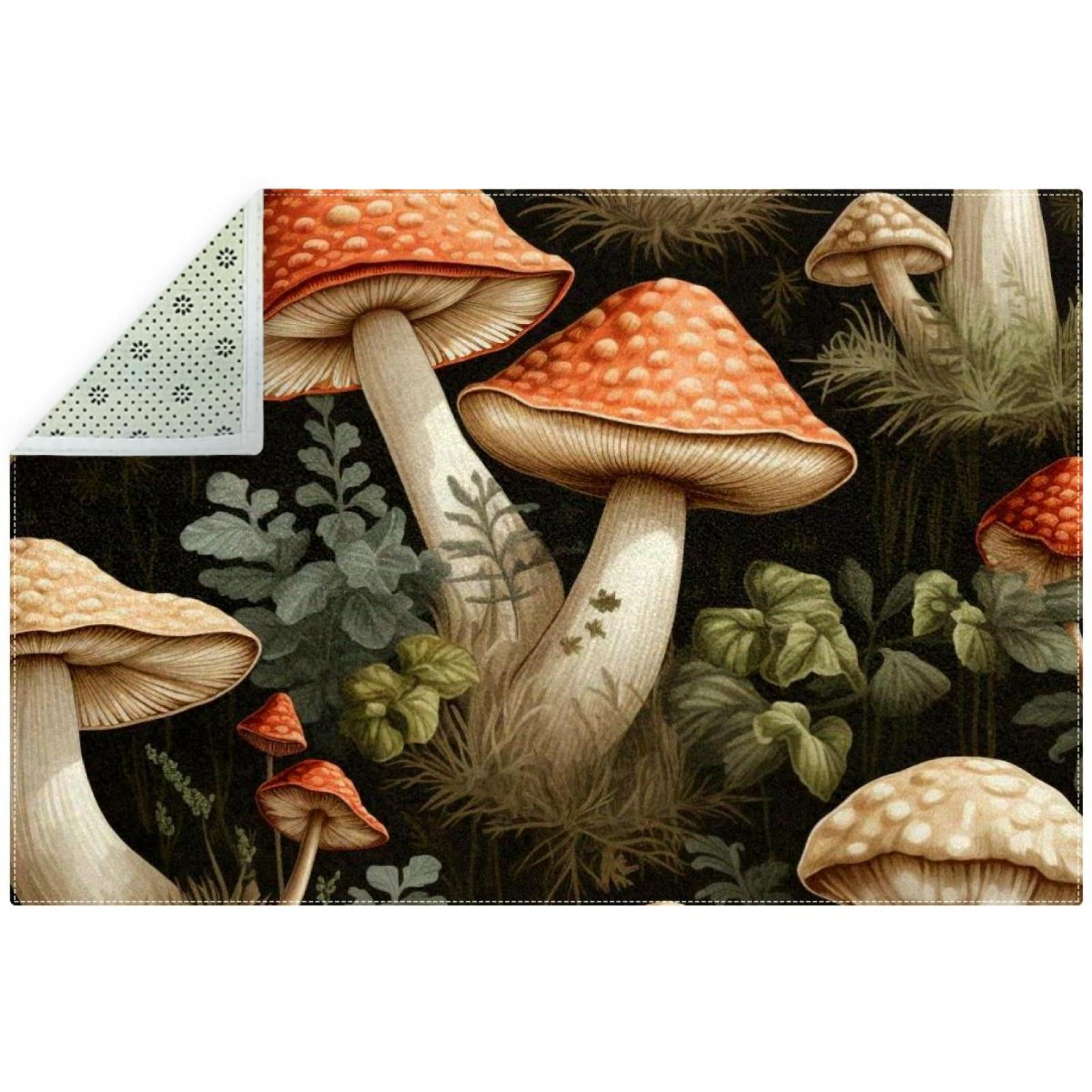 Mushroom Kitchen Mat | Comfortable Polyester Floor Mat for Standing ...