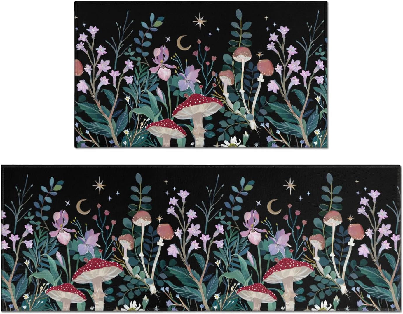 Mushroom Kitchen Mat Set of 2,Colorful Farmhouse Kitchen Rugs and Mats ...