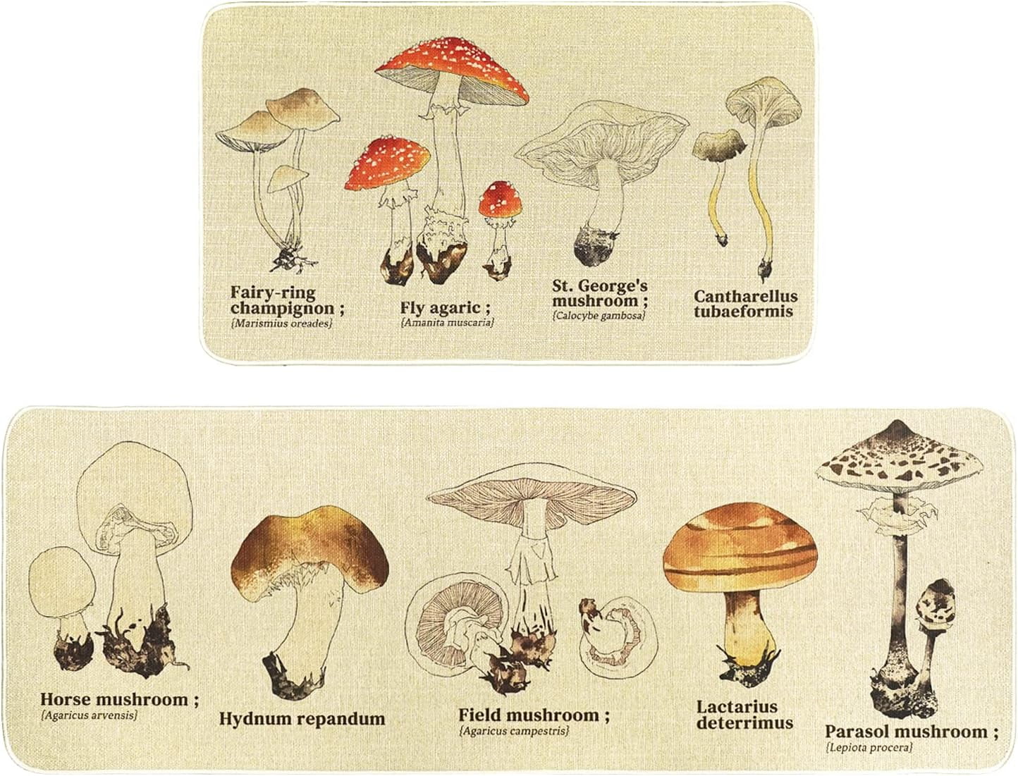 Mushroom Kitchen Mat Set of 2,Vintage Farmhouse Kitchen Rugs and Mats ...
