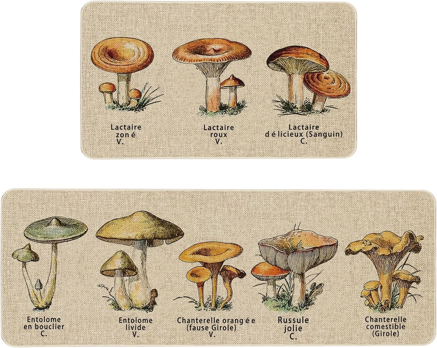 Mushroom Kitchen Rug Sets 2 Piece Farmhouse Flowers Kitchen Mats for ...