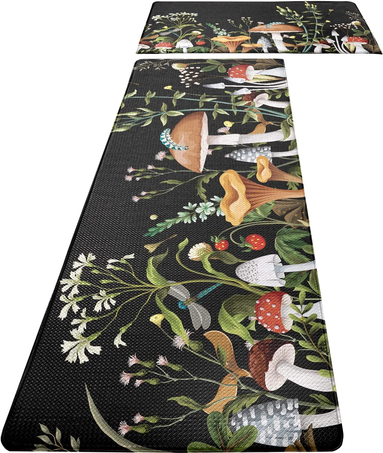 "Baiheyi Green Mushroom Kitchen Rugs, Anti-Fatigue Leather Mats ...