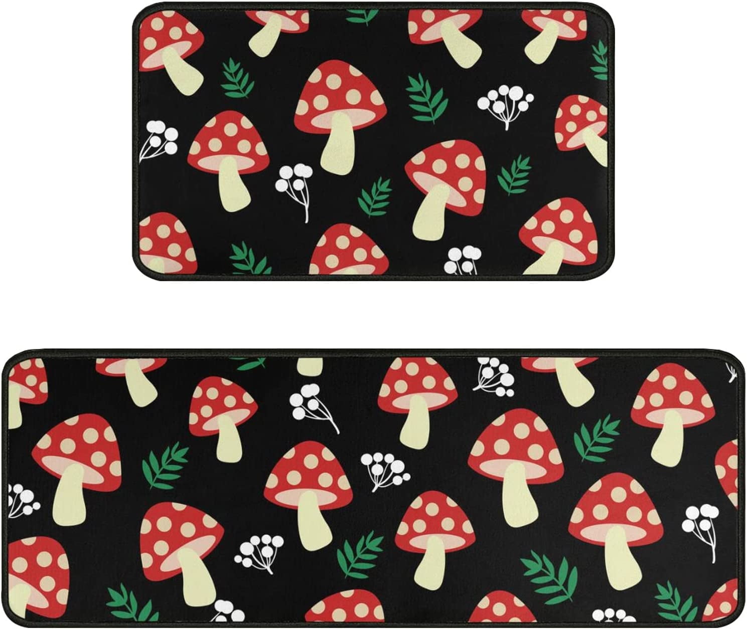 Mushroom Kitchen Rugs and Mats Set of 2,Spring Summer Kitchen ...