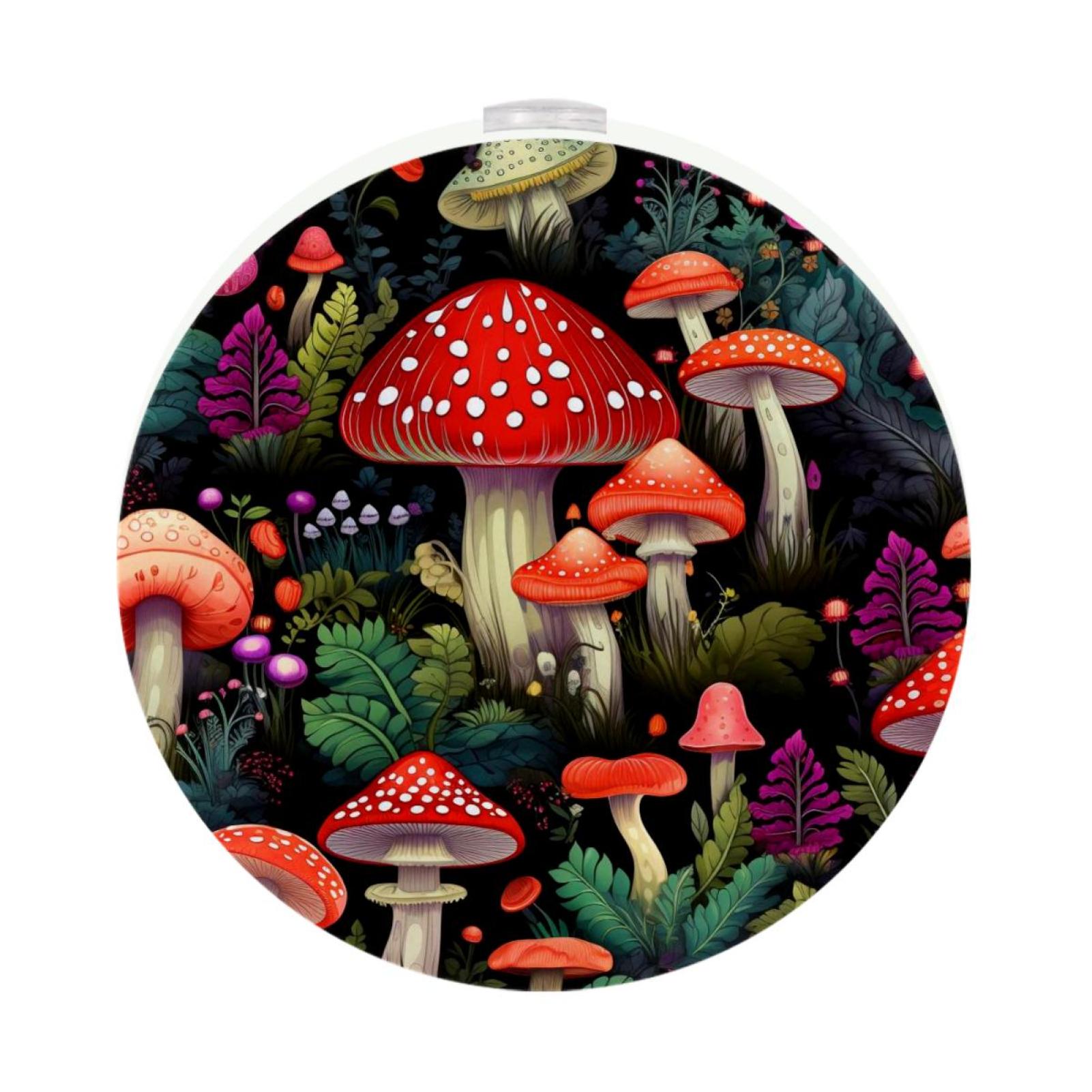 Mushroom LED Round Night Light-2PCS for Nursery and Bedroom, Plug-in ...