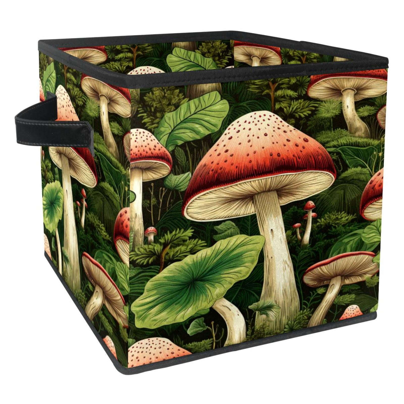 Mushroom Large Capacity Foldable Storage Basket with Handle, 10.8"x10.5 ...