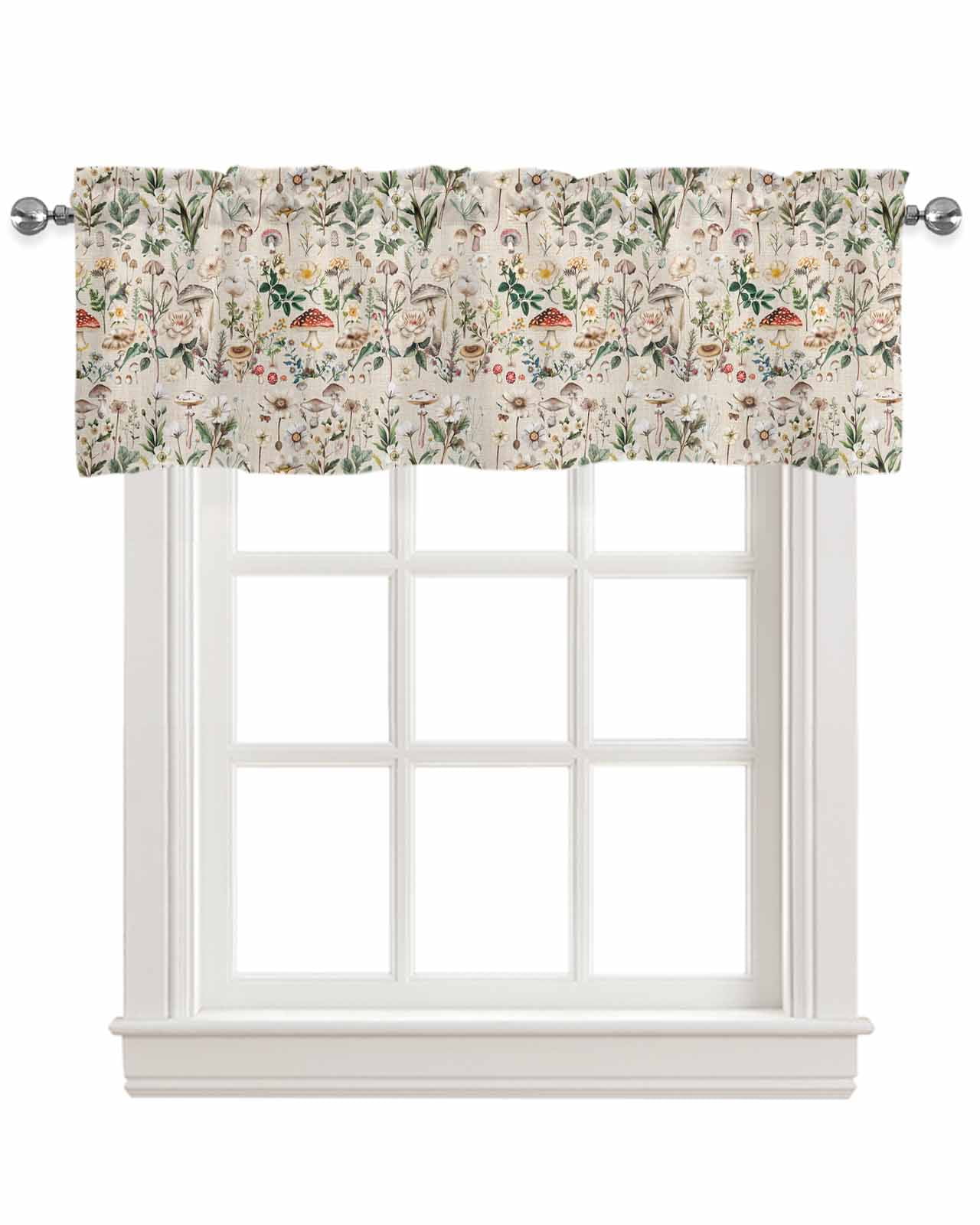 Mushroom Linen Curtain Valance for Bedroom/Bathroom/Kitchen/Office ...