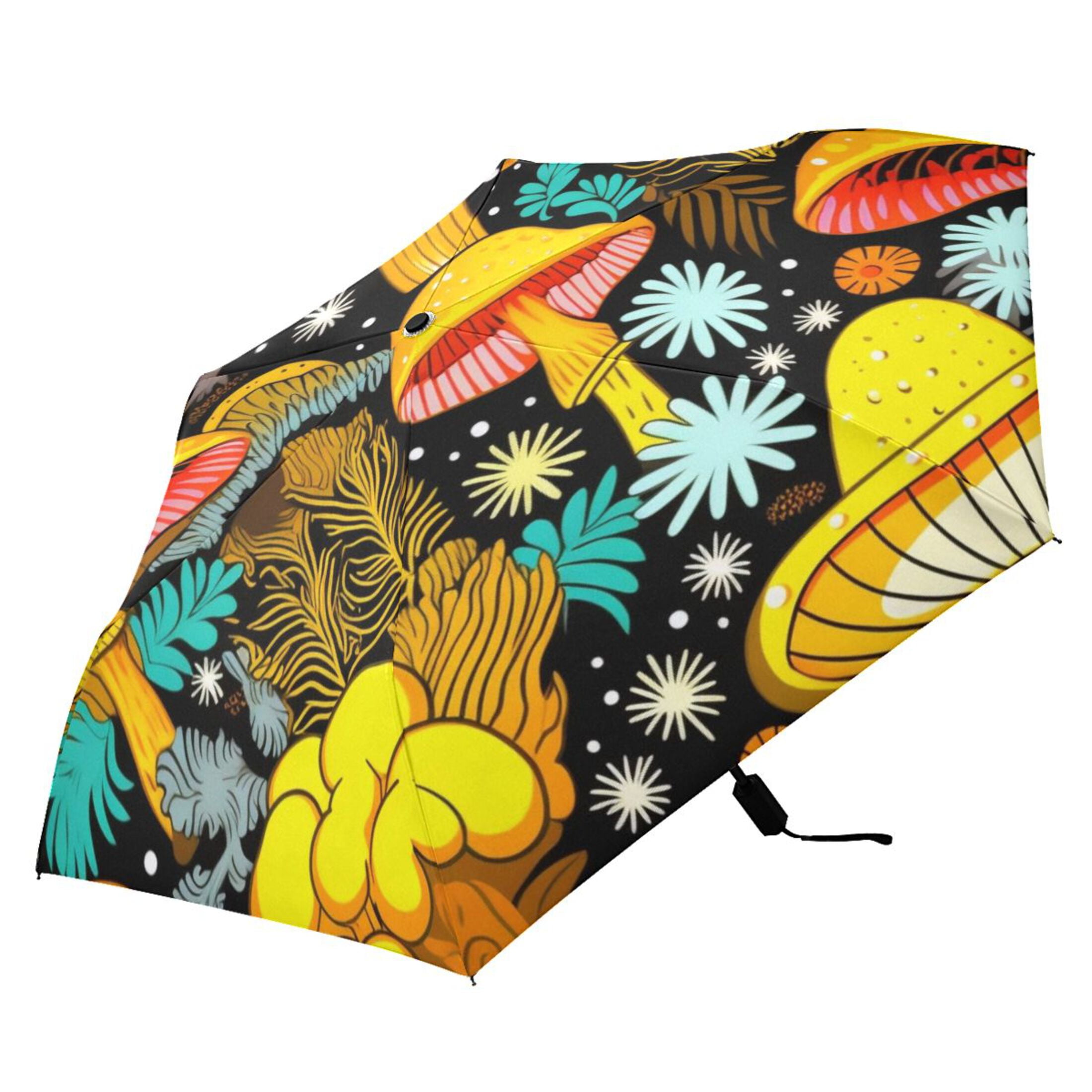 Mushroom Magic Beautiful Compact Folding Umbrella for Rain Windproof ...