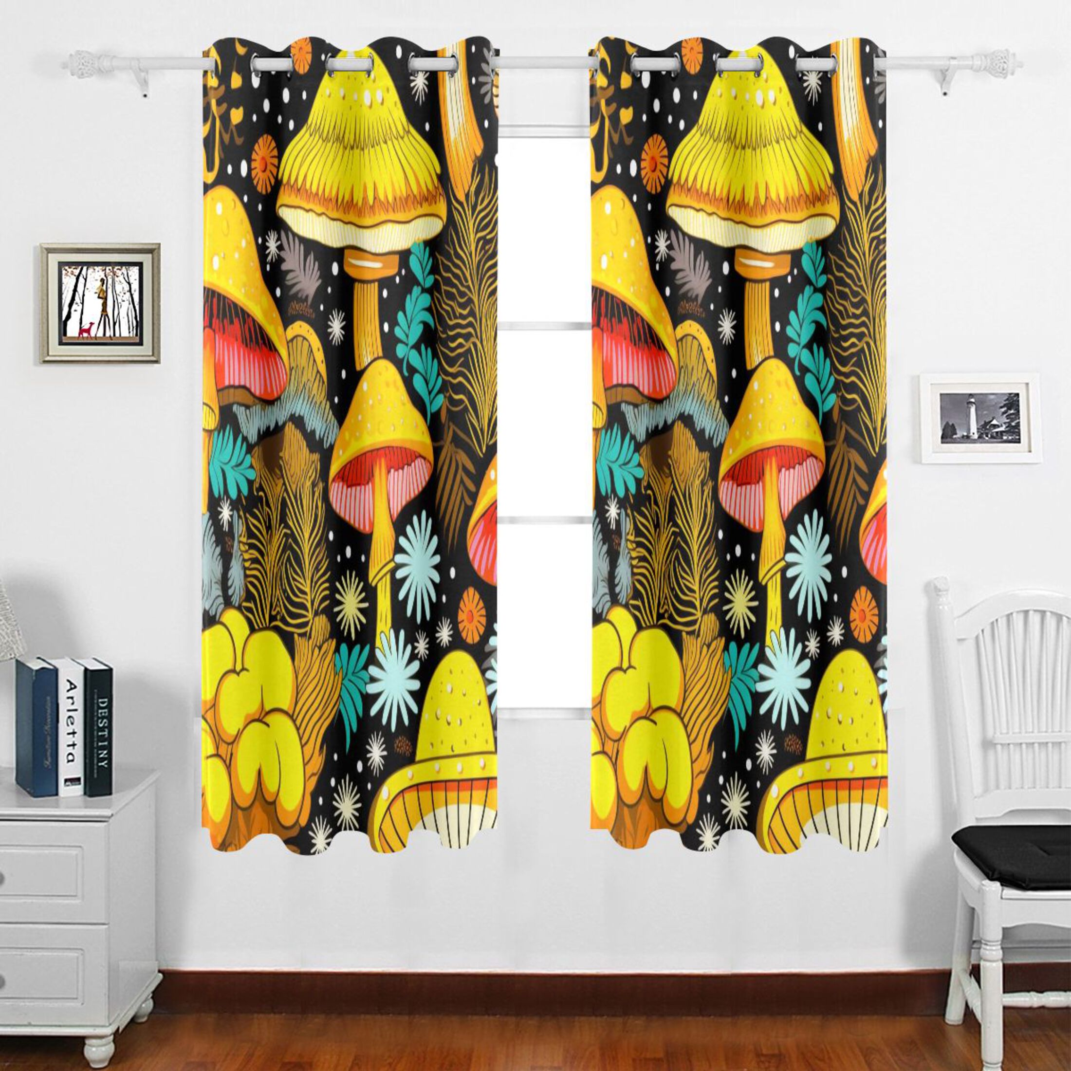 Mushroom Magic Beautiful Grommet Blackout Curtains Thermal Insulated ...