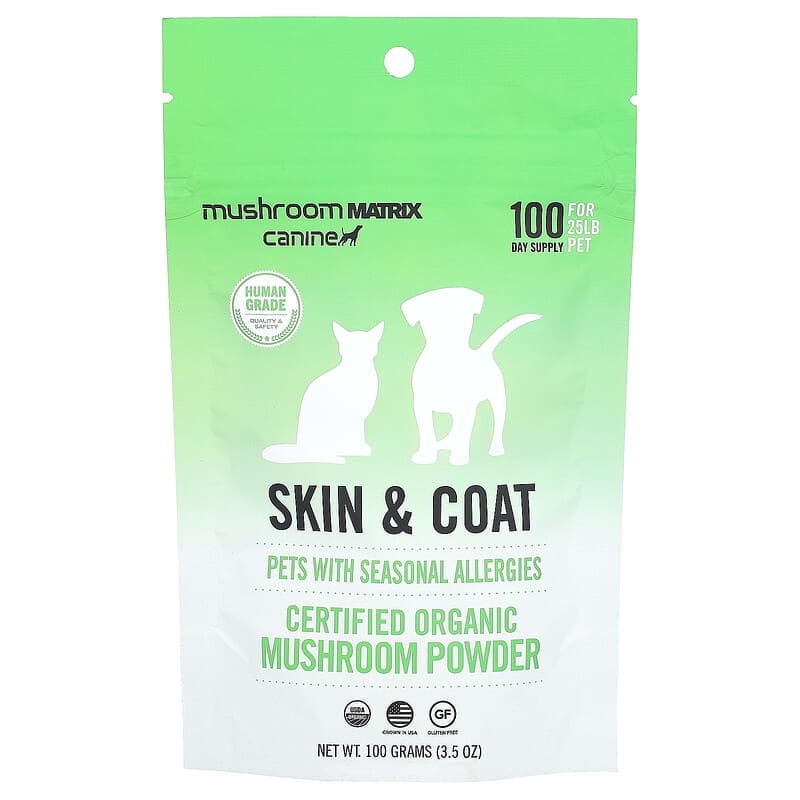 Mushroom Matrix Canine, Skin & Coat, Certified Organic Mushroom Powder ...